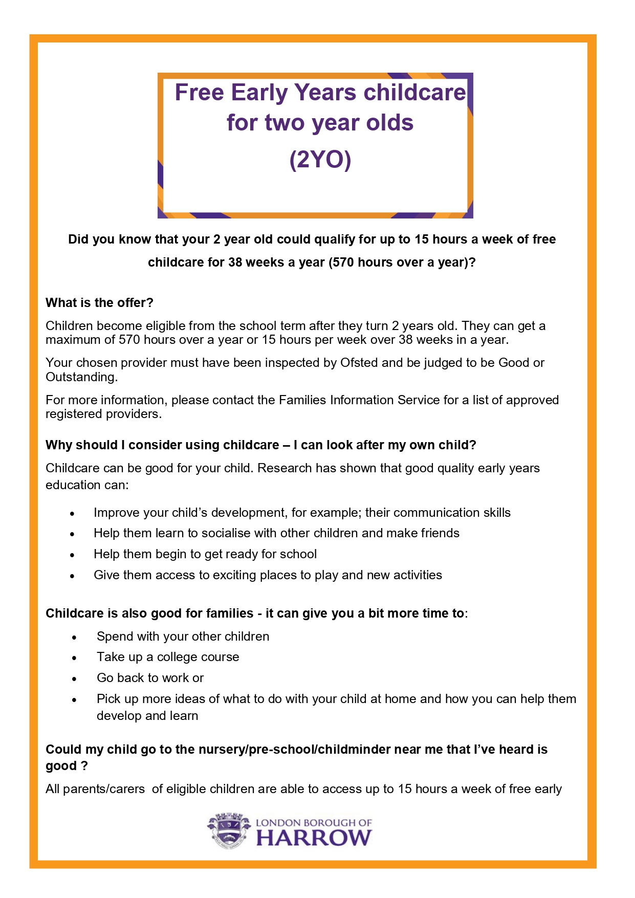 Free Childcare for 2 years old – Kenton Clinic