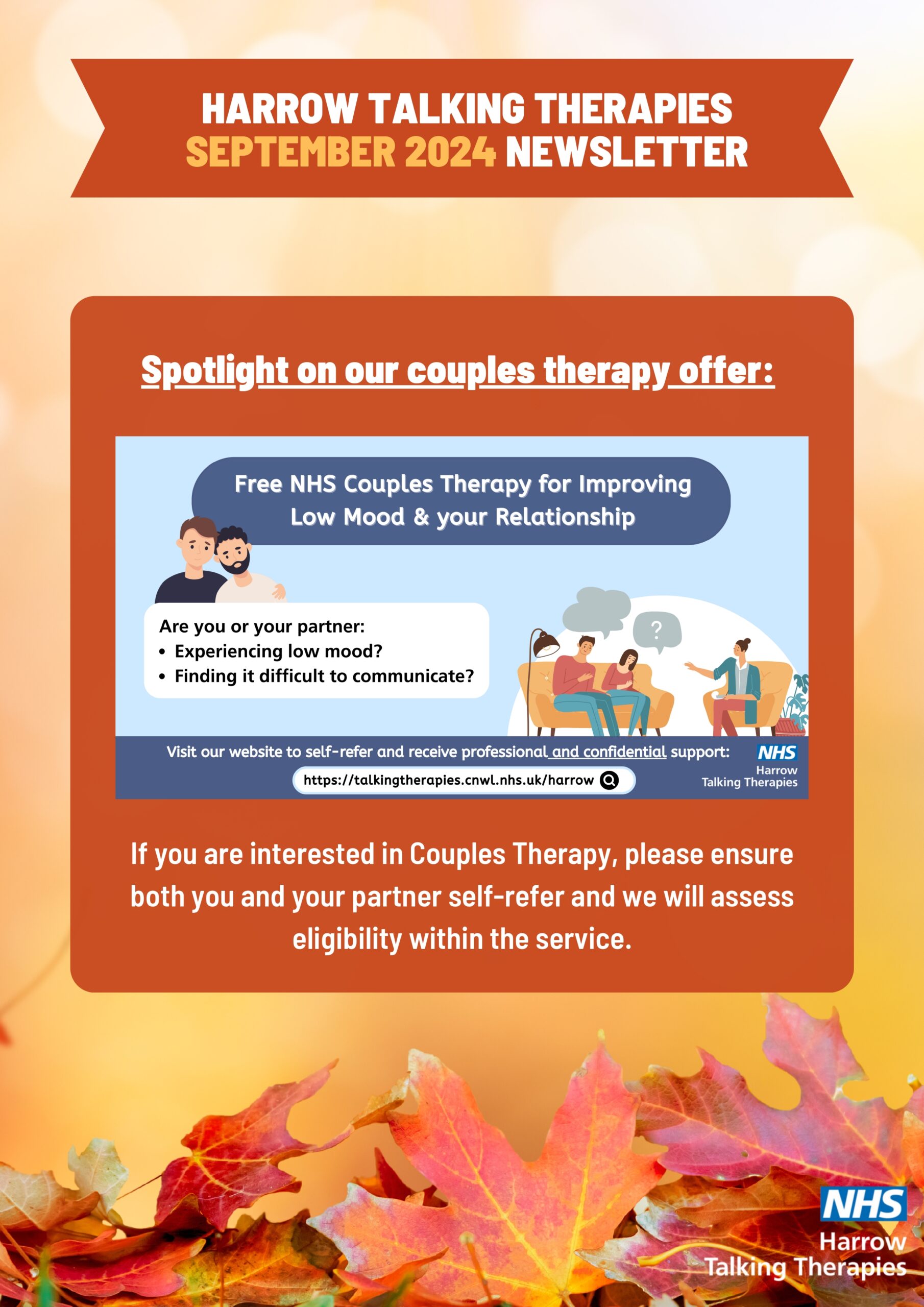 Harrow Talking Therapist Newsletter – September,2024 – Kenton Clinic